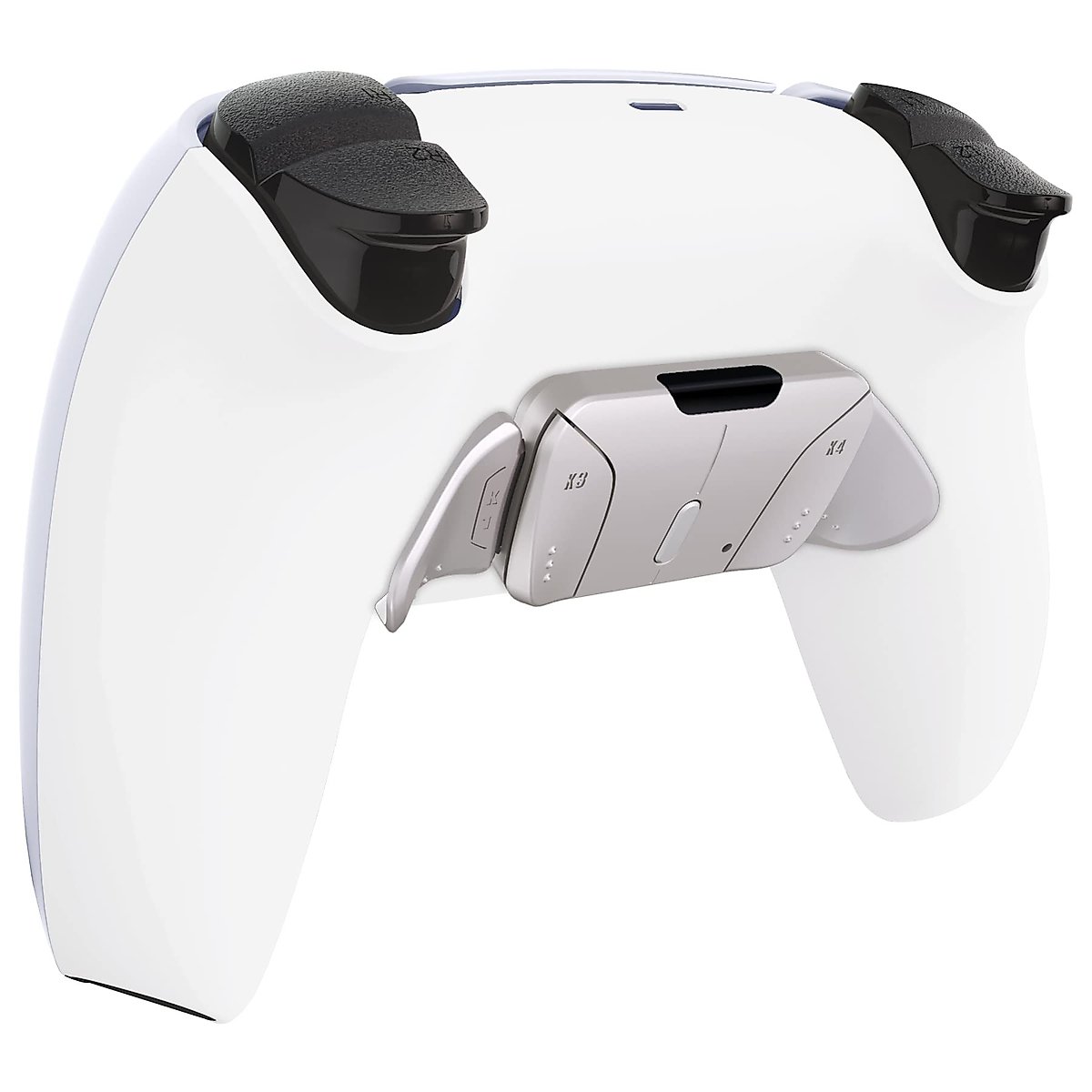 eXtremeRate White Programmable Real Metal Buttons (RMB) Version RISE4 Remap Kit for PS5 Controller BDM 010 & BDM 020, Upgrade Board & Redesigned Back Shell & 4 Back Buttons for PS5 Controller