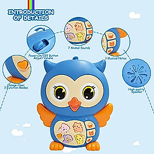 XINQEOW Baby Piano Toy, Infant Toys 6-12 Months, 3 Play Modes Owl Baby Light Up Toys, Lovely Baby Learning Toys 6 to 12 Months, Baby Einstein Piano Toys for Birthday Gifts