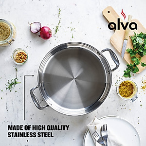 ALVA Chef Skillet 11", Frying Pan With Lid and 2 Side Handles, Electric Skillet, Stainless Steel Sauce Pan, Oven Safe Ceramic Pan, Induction Cookware Fry Pan, Dishwasher Safe Saute Pan