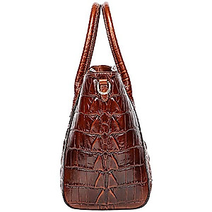 PIJUSHI Designer Crocodile Handbags for Women Genuine Leather Purses Top Handle Shoulder Bag (6082 Brown)