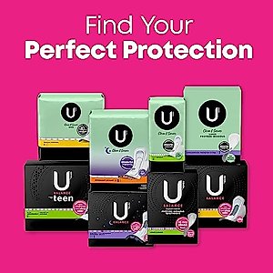 U by Kotex Balance Ultra Thin Pads with Wings, Regular Absorbency, 50 Count (Packaging May Vary)