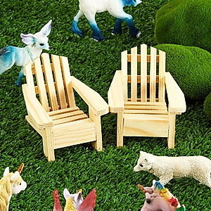 Sumind 4 Pieces Wood Adirondack-Style Miniature Chair Doll House Wooden Chairs Dollhouse Model Chairs Mini Wooden Rocking Chairs for Dollhouse Accessories Furniture Christmas Decoration