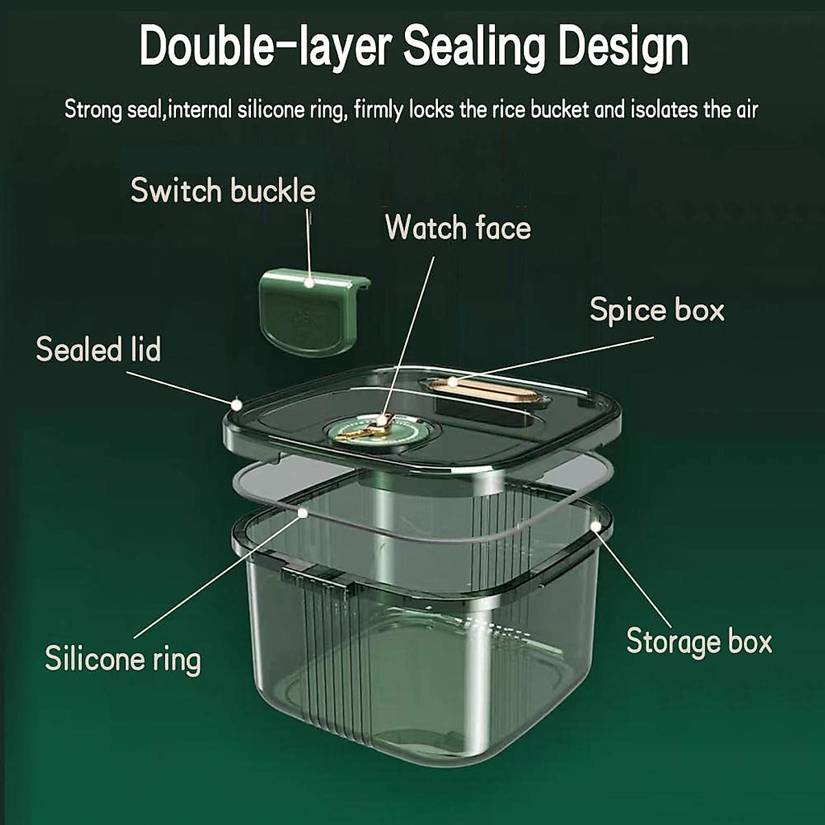 Rice Bucket,Airtight Rice Storage containers,Highly Transparent Rice Storage Container,Large Capacity Grain Storage Container,Stackable Rice Container,Good for Rice,Beans,Oatmeal