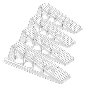 Crosize 4 Pack Door Stoppers for Bottom of Door, Premium PVC Door Stops, Sturdy Door Wedge for Carpet, Tile, Concrete, Wood, Door Holder for Heavy Duty Door, Clear