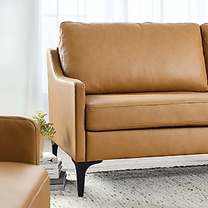 Modway Corland Upholstered Leather Sofa, Tan