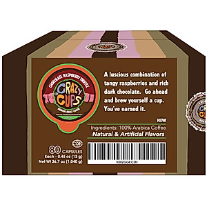 Crazy Cups Flavored Coffee for Keurig K-Cup Machines, Decaf Chocolate Raspberry Truffle, Hot or Iced Coffee, 80 Single Serve, Recyclable Pods