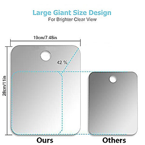 XoYo-Large Fogless Shower Mirror（11inX7.48in）, Includes 1 Adhesive Hooks, Anit-Fog Shower Mirror, Shower Makeup Shave Mirror, Frameless Shower Mirror, Wall Hanging Mirror