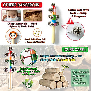 LOOIKOOS Toddler Musical Instruments,Wooden Percussion Instruments Toy for Kids Baby Preschool Educational Musical Toys Set for Boys and Girls with Storage Bag