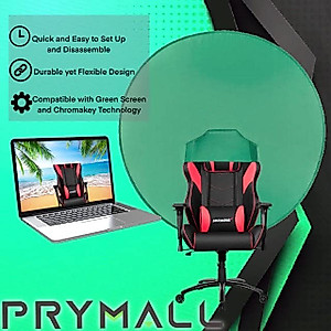 PRYMALL Pop Up Green Screen Background Circular Chair Attachment Stream Online Work from Home Conference Portable Privacy Backdrop Storage Bag
