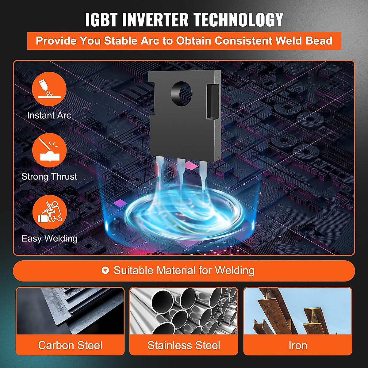 VEVOR MIG Welder, 3 in 1 270 Amp Welding Machine, 110 220V MIG TIG Arc Welder, Portable TIG Welder Lift ARC Welder with IGBT DC Inverter, LCD Digital Display, Welder Torch and Welding Wire