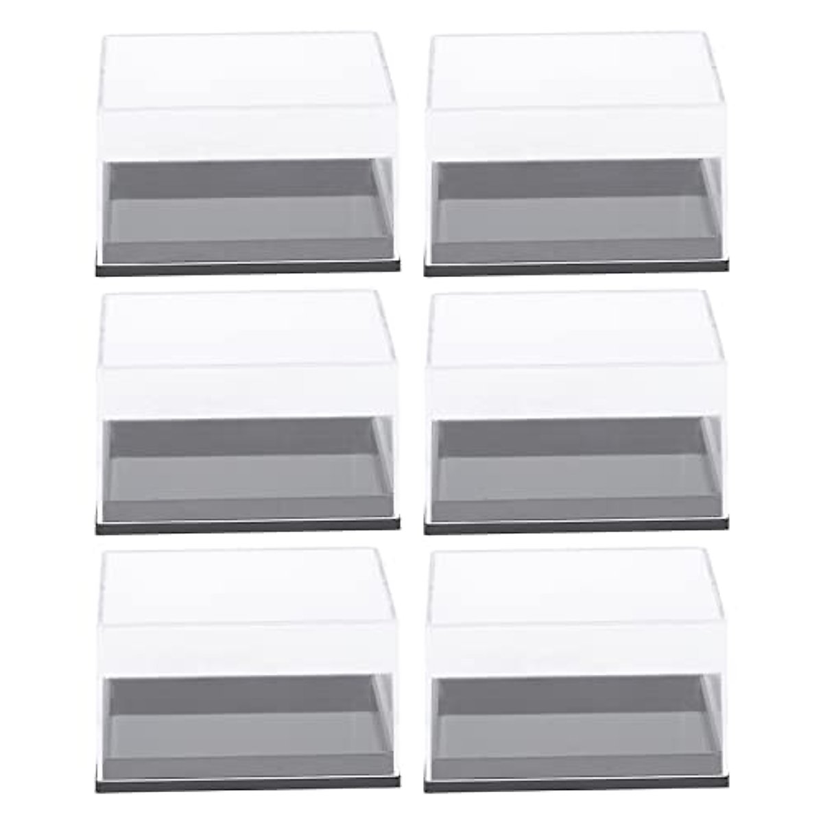 Cabilock 6pcs Transparent Plastic Boxes Natural Rough Mineral Specimen Display Cases Countertop Boxes Cube Transparent Display Boxes Pop Figures Display Collectibles Mineral Specimen