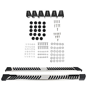 IKON MOTORSPORTS, Running Boards Compatible With 2015-2023 Ford F150 SuperCrew Cab, V Style Silver Steel Side Step Bar Nerf Bar