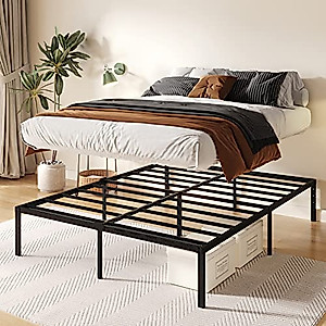 Kilyssa 18 Inch Tall California King Bed Frames,Heavy Duty Metal Platform Beds Frame No Box Spring Needed Steel Slats 3500lbs Bed Base Cal King Size,Noise-Free,Easy Assembly