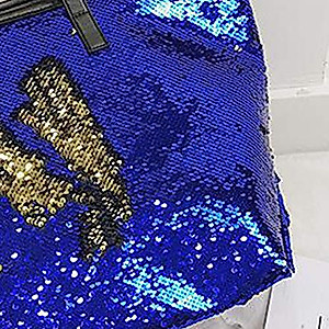 FENICAL Tote Sequins Shoulder Bag Glitter Handbag Flippy Large Tote Bag for Ladies Girls Women- Dark Blue (Random color of inner pattern)