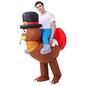 IRETG Thanksgiving Turkey Costume for Adult Inflatable Turkey Costume Funny Blow up Turkey Suit for Thanksgiving Day Party (Thanksgiving Turkey)