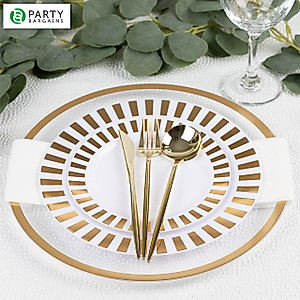 PARTY BARGAINS 13-Inch Charger Plates - 16 Pack, Clear Gold Rim, Heavy-Duty Disposable Chargers for Elegant Dining - Ideal for Weddings and Formal Events
