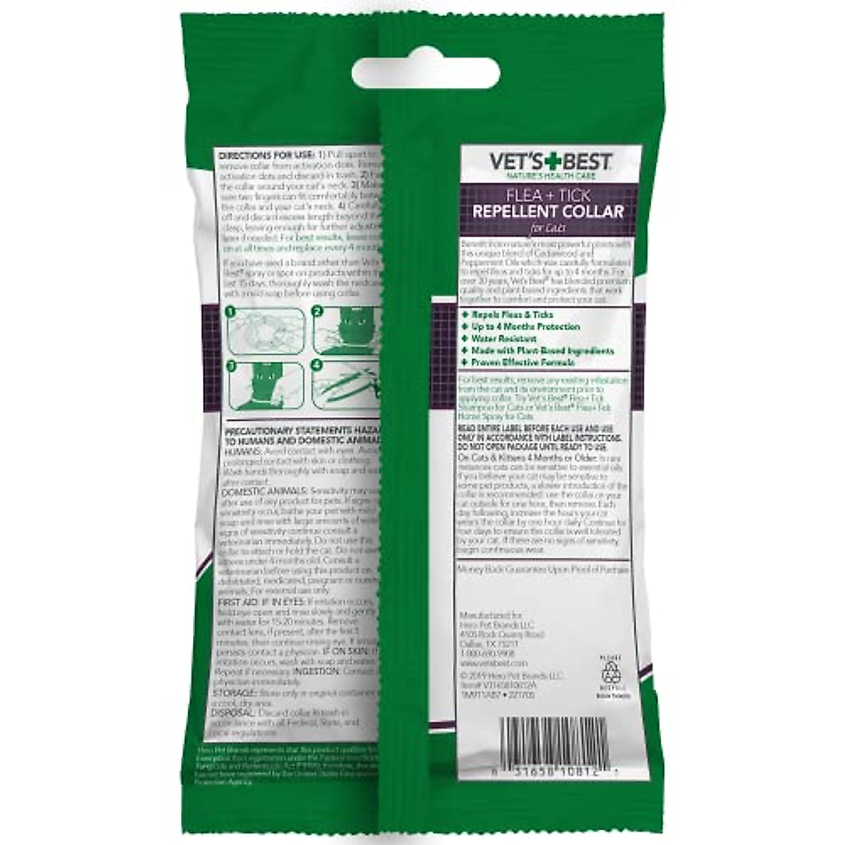 Vet's Best Flea and Tick Repellent Collar for Cats - Flea and Tick Prevention for Cats - Plant-Based Ingredients - Certified Natural Oils - Up to 20” Neck Size