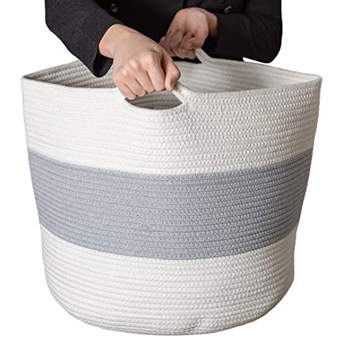 Woven Laundry Basket- Woven Basket Ideal to Use as Closet Organizer, Stuffed Animal Storage, Laundry Hamper- Double Stitched Collapsible Laundry Baskets- Large Basket for Laundry & Storage by Reppit