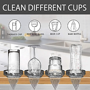 Suntage Metal Glass Rinser for Kitchen Sink Faucet, Cup Washer Sink Attachment, Glass Cup Cleaner, Cup Bottle Washer, Automatic Glass Washer for Bar Sink, Stainless Steel, Brushed Nickel Finish