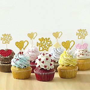 MonMon & Craft One More Day Cupcake Toppers/Wedding Rehearsal/Wedding Engagement Mr & Mrs Party Cupcake Dessert Decorations - Bridal Shower Cupcake Toppers Glitter 24 Pcs