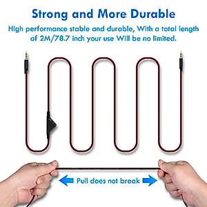 Wigearss Replacement Cord for As TRO A10 A30 A40 A50 Headset Durable Braided Cable with Volume Control and Inline Mute Function 2M 6.5Ft Compatible with Xbox One PS4 Via 3.5mm Jack