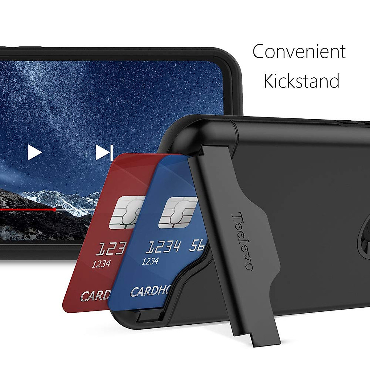 Teelevo Wallet Case for Google Pixel 4a [NOT Compatible with Pixel 4a 5G], Dual Layer Case with Card Slot Holder for Google Pixel 4a - Black