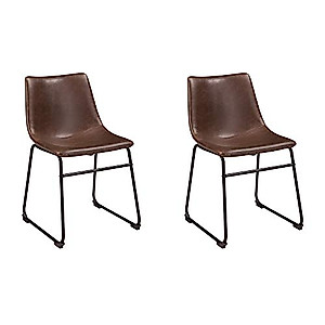 Signature Design by Ashley Mid Century Centiar Dining Bucket Chair, 2 Count, Black and Brown
