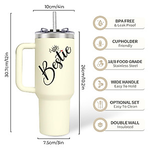 DOCRAGI Gifts for Sister from Sister, Gifts for Friends, Bestie Gifts for Women - Best Friend Birthday Gifts for Sister, Friendship Gifts for Sister, Bestie, Women - 40oz coffee Tumbler with Straw