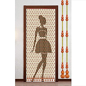 OKUOKA 31 Strands Beaded Door Curtains for Doorways Wood Bead String Curtain for Room Dividers Home Entrance Restaurant Retro Screen Handmade, Customizable (Size : 1.0x1.92m)