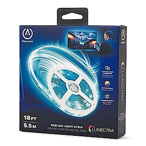 PowerA Lumectra 18FT RGB LED Light Strip with Control Remote, Music Sync Color Changing Light Strip