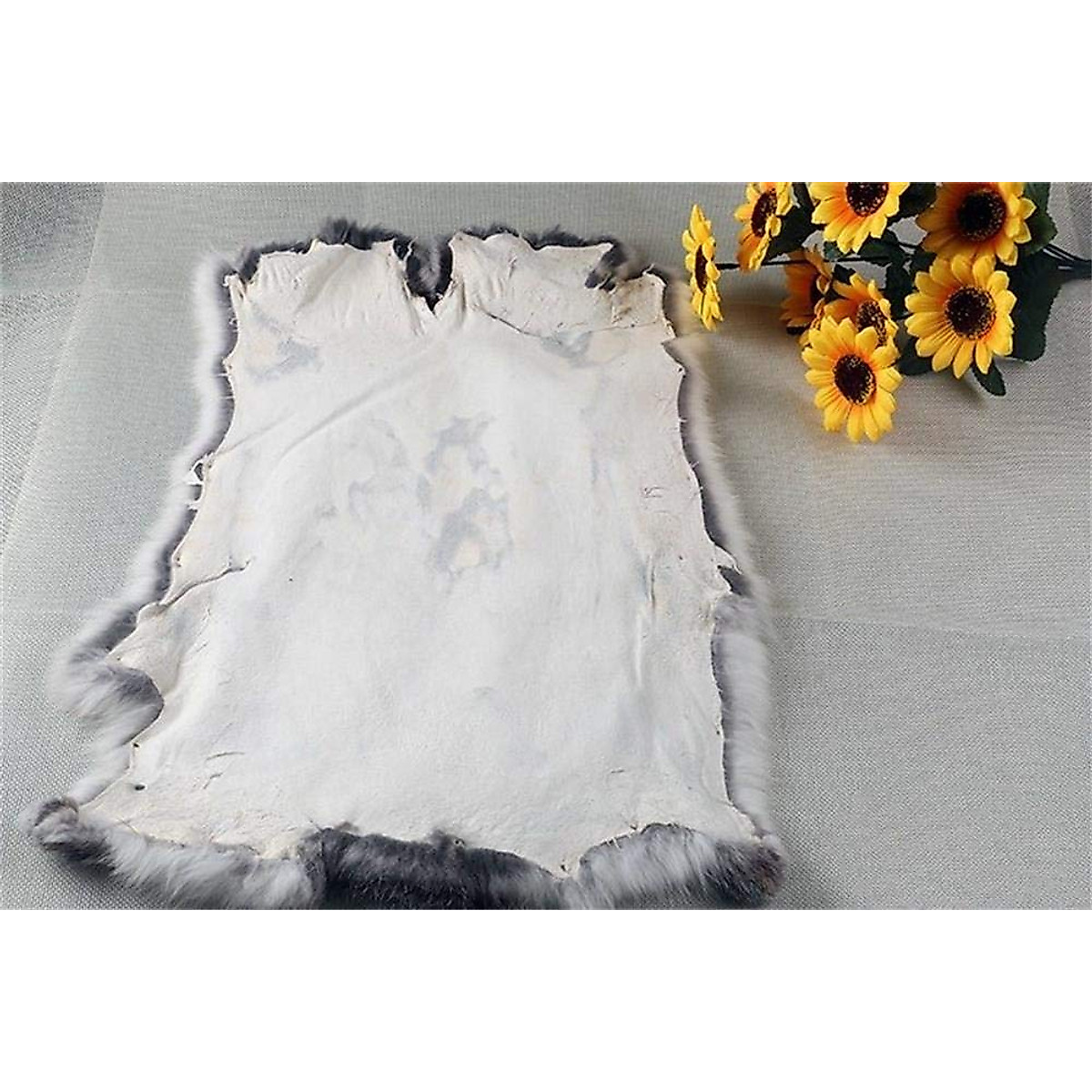 2Pack Real Natural Rabbit Fur Craft Grade Rabbit Pelts Sewing Quality Leather Rug Blanket (Cyan Gray)