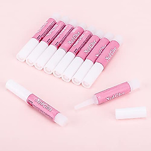 Square Nails - 500Pcs Clear Acrylic Full Cover Nail Tips with 10Pcs Nail Glue for DIY Nail Art