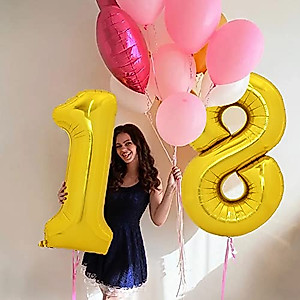 TONIFUL 50 Inch Large Gold Number Balloons 0-9, Foil Mylar Big Digital Balloon Number 1 Digit one for Birthday Party, Wedding, Bridal Shower, Engagement, Photo Shoot, Anniversary (Gold one)