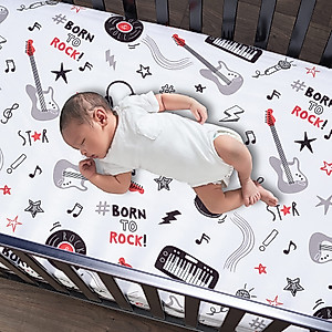 Lambs & Ivy Rock Star Musical Instruments 3-Piece Baby Crib Bedding Set - Gray
