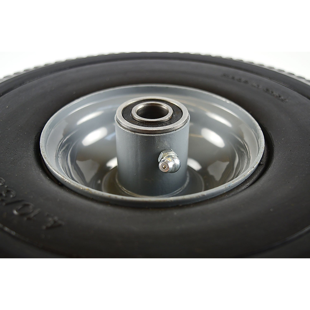 (Set of 2) NK Heavy Duty Solid Rubber Flat Free Tubeless Hand Truck/Utility Tire Wheel, 4.10/3.50-4" Tire, 2-1/4" Offset Hub, 5/8" Bearing with 2 Bearing