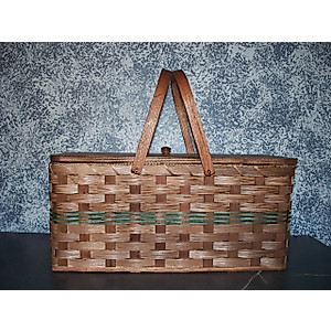 Amish Handmade Large Picnic Basket with Pie Divider Tray and Wood Carrier Handles. Truly the Ultimate in Picnic Baskets! Place Your Homemade Pie in the Bottom of the Basket and Secure It By Placing the Divider on Top of It, Then Place Your Meal and Picnic