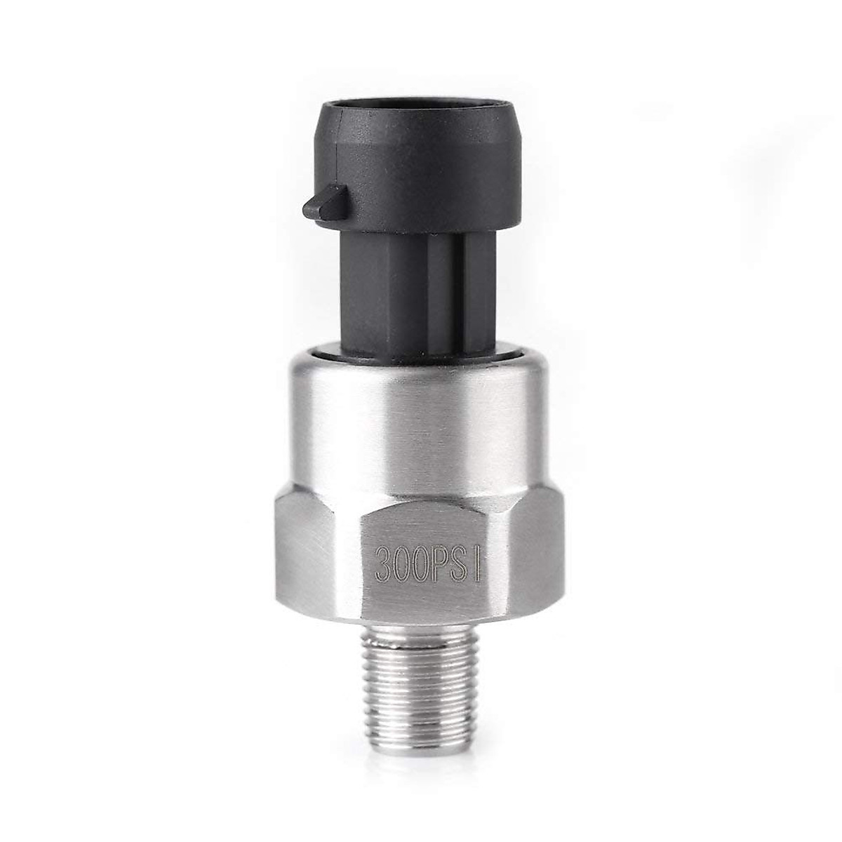 300 PSI Pressure Transducer Sender Sensor with Connector 1/8" NPT Thread Stainless Steel Pressure Transducer for Oil Fuel Air Water (300PSI)