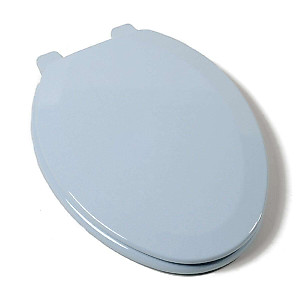 UYSB Blue Elongated Wood Toilet Seat, Adjustable Hinges Toilet Seats Bathroom accessories Toilet seat Toilet seat cover Home improvement Toilet seat risers Sitz bath for toilet seat Toilet seats