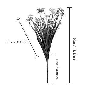 Gormiya 8 Bundles Artificial Daisy Mums Flowers Outdoor UV Resistant Plastic Fake Daisy Sunflowers Plants for Home Backyard Window Box Porch Garden Decoration, White