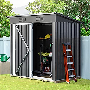 DWVO Outdoor Storage Shed 5x3FT, Heavy Duty Metal Tool Sheds Storage House with Lockable Door & Air Vent for Garden, Patio, Lawn to Store Bikes, Trash Bins, Tools, Lawnmowers, Dark Gray