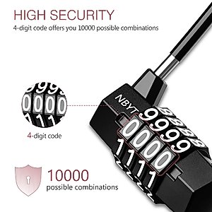 LOFICOPER Combination Padlock with Long Shackle, Cable Locks with Combination, 4 Digit Combination Long Padlock, Gym Locker Lock for Cabinet, School, Fence, Toolbox, Case