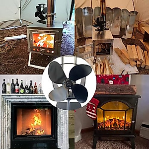 DANCHEL OUTDOOR Wood Stove Fan 4 Blades Fireplace Fan Heat Powered Non Electric Fan for Tent Stove Camping Accessories Backpacking