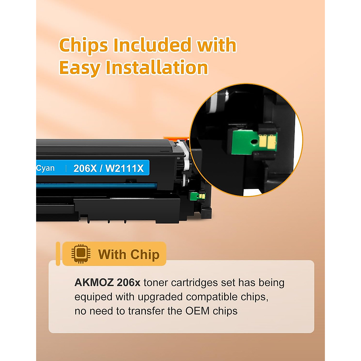 206X Toner Cartridges 4 Pack High Yield (with Chip) Compatible Replacement for HP 206X W2110X 206A W2110A Set Work with HP Color Laserjet Pro MFP M283fdw M283cdw M255dw M283 M255 Printer