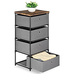 HAITRAL Drawer Clothes Organizer, Fabric Storage Chest - 4 Drawers Storage Organizer Unit for Closet, Easy Assembly Closet Dresser for Dorm, Bedroom, Hallway, Storage Bins (Gray)