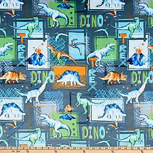 Shannon Digital Minky Cuddle T-Rex Graphite, Fabric by the Yard
