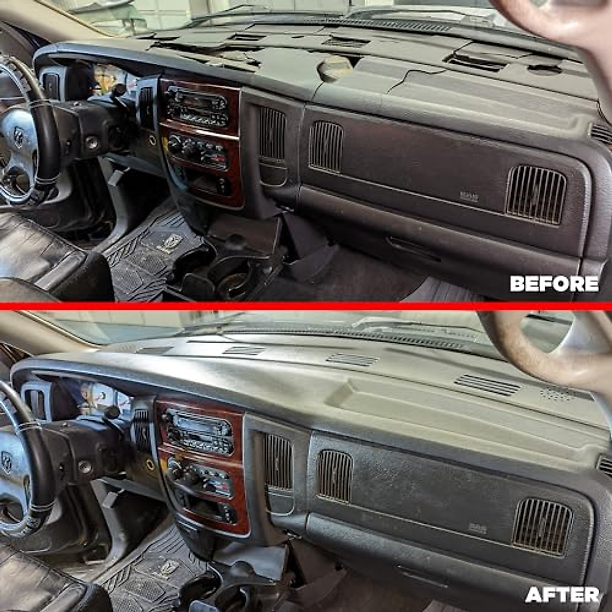 DashSkin One Piece Molded Dash Cover Cap Compatible with 2002-2005 Dodge Ram 1500 (2003-2005 Ram 2500/3500) Ram in Black - Easy Third Gen Ram Cracked Dashboard Fix