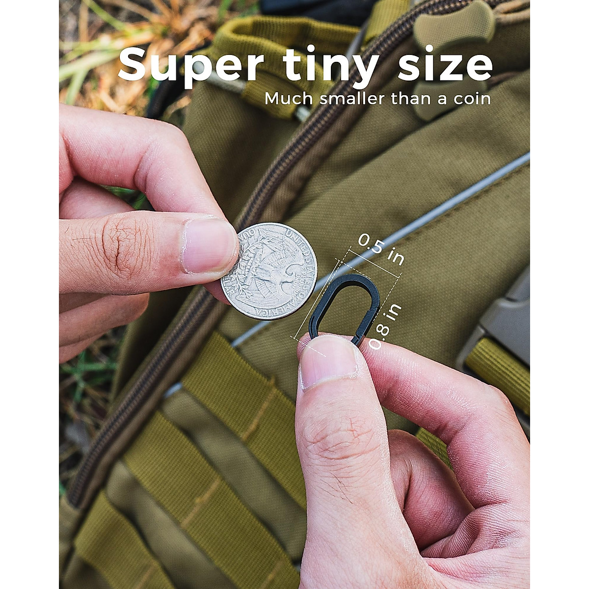 FEGVE Titanium Mini Key Chain Rings Small Quick Release Connecting Keychain for Home Keys Organization (Black-2*Mini Links+3 * 0.86 in Ti Keyrings)