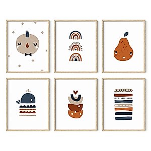 HAUS AND HUES Boho Nursery Wall Decor Set of 6 Baby Room Wall Decor for Baby Boy Nursery and Baby Girl Nursery Decor | Kids Wall Art Nursery Art Prints Baby UNFRAMED 8"x10"