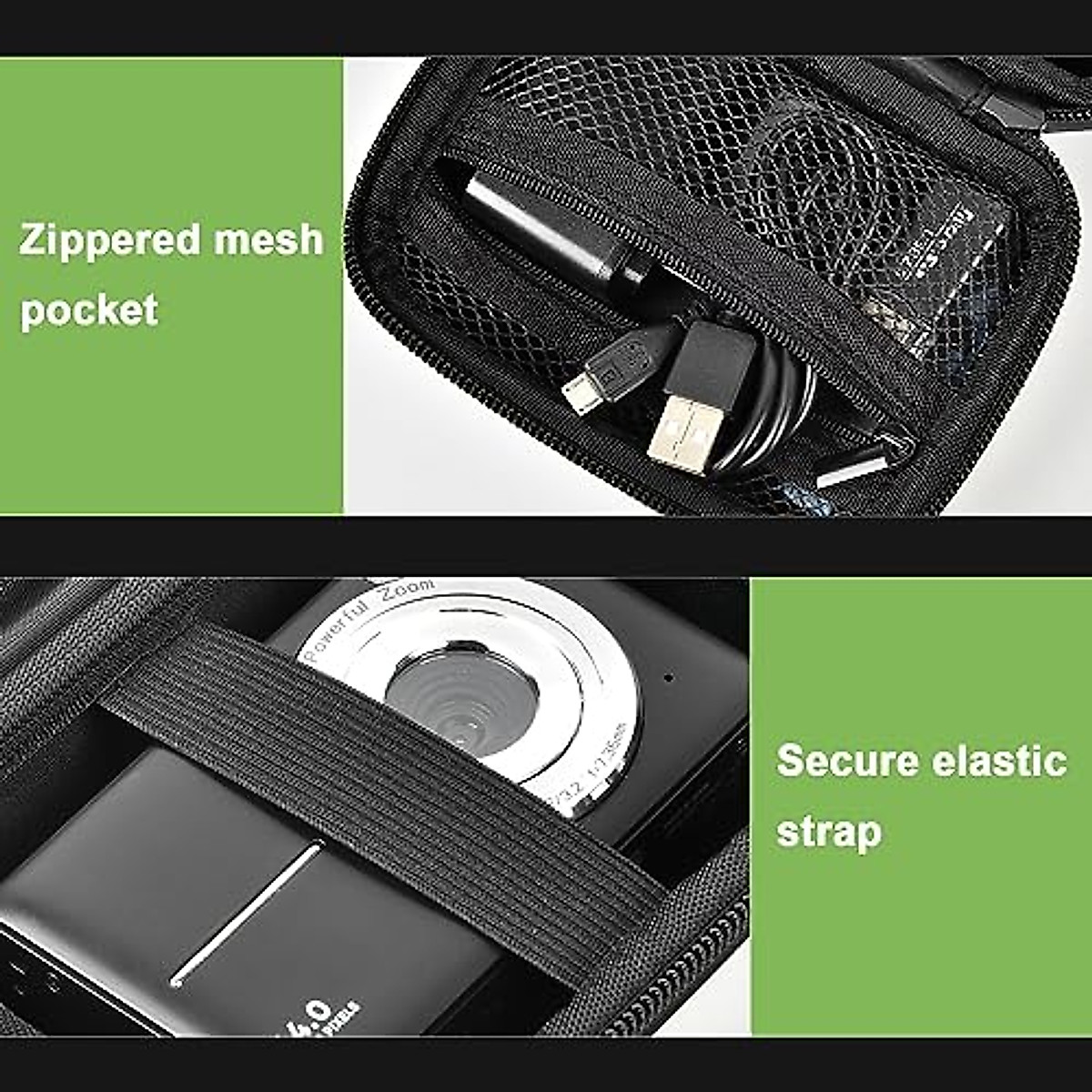 Digital Camera Case Compatible with VAHOIALD FHD 1080P/ for CAMKORY Digital Point and Shoot/for KODAK PIXPRO FZ45-BK 16MP Vlogging/for IWEUKJLO/for Nsoela, Holder for SD Card More- Black (Box Only)