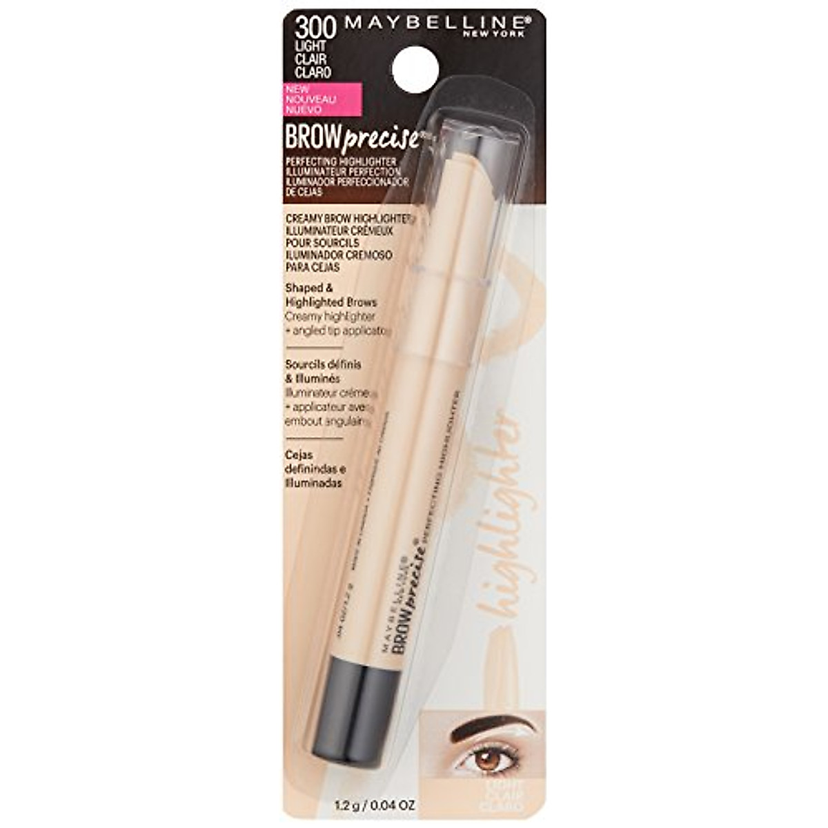 Maybelline New York Brow Precise Perfecting Eyebrow Highlighter, Light, 0.04 oz.